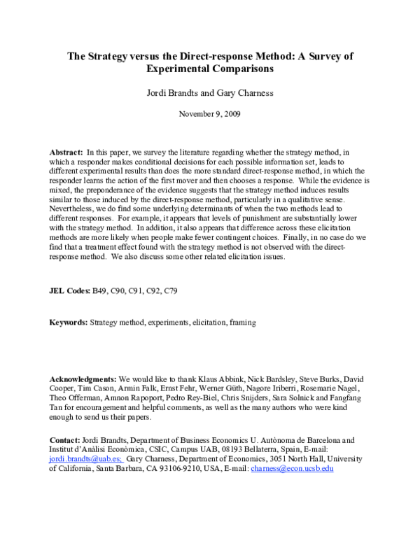 (PDF) The strategy versus the direct-response method: A survey of ...