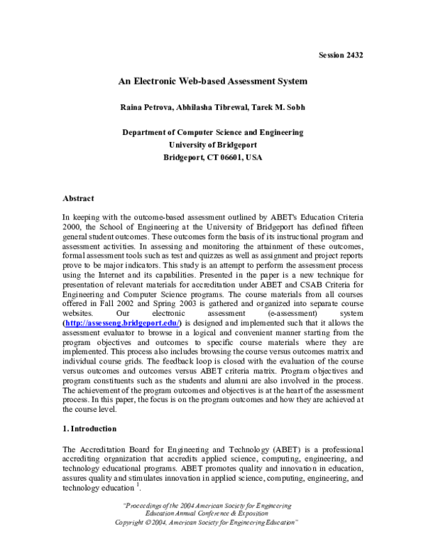 Pdf An Electronic Web Based Assessment System 0342