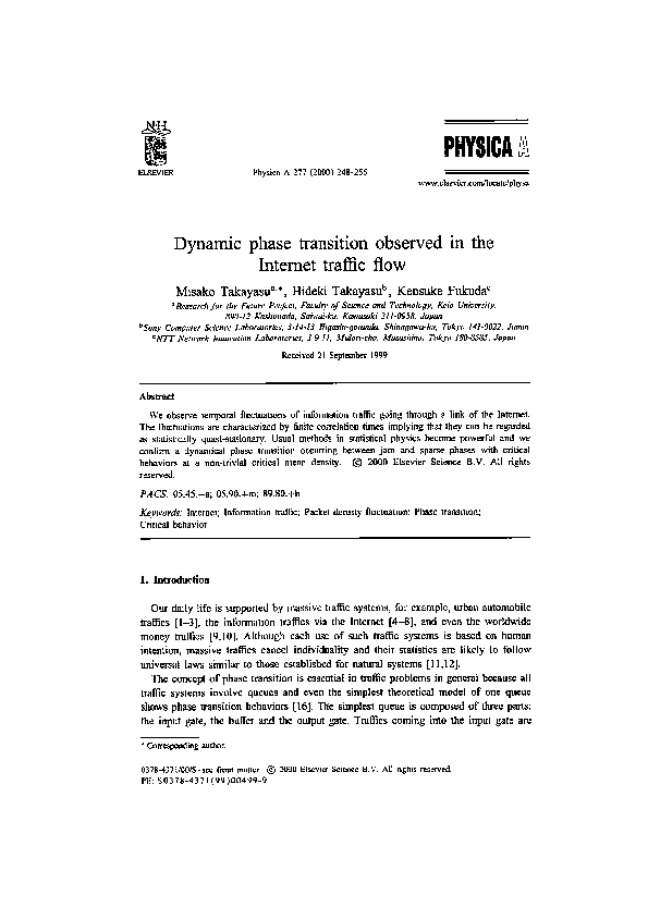 (PDF) Dynamic phase transition observed in the Internet traffic flow