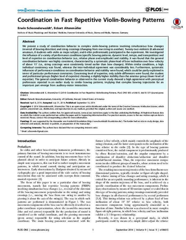 (PDF) Coordination in Fast Repetitive Violin-Bowing Patterns