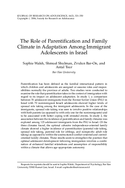 (PDF) The Role of Parentification and Family Climate in Adaptation ...