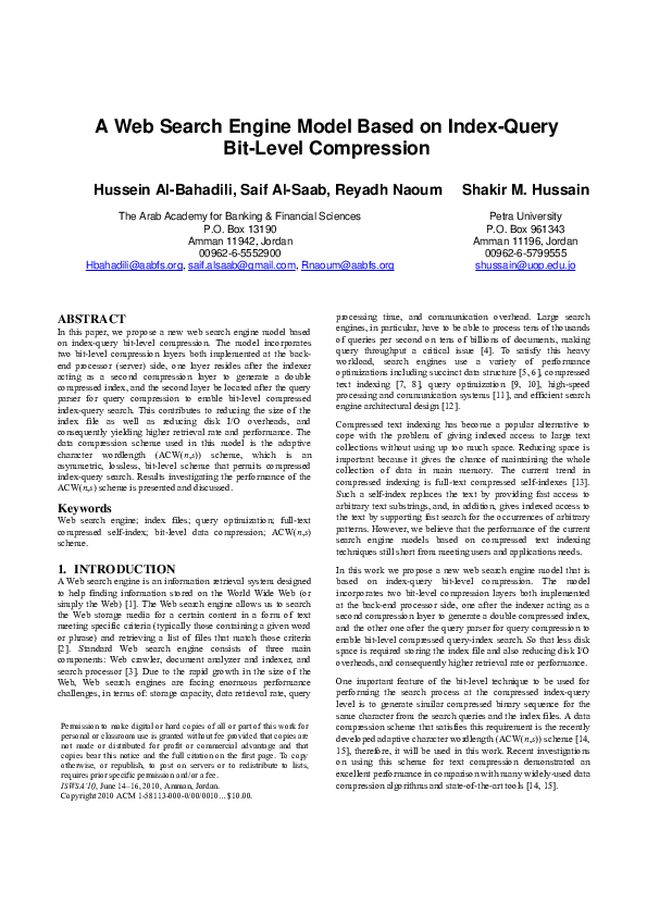 (PDF) A web search engine model based on index-query bit-level compression