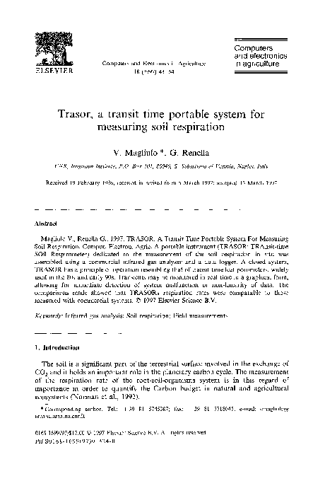 (PDF) Trasor, a transit time portable system for measuring soil respiration