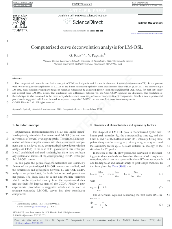 (PDF) Computerized curve deconvolution analysis for LM-OSL