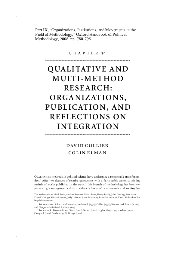 (PDF) Qualitative and Multi-Method Research: Organizations, Publication ...