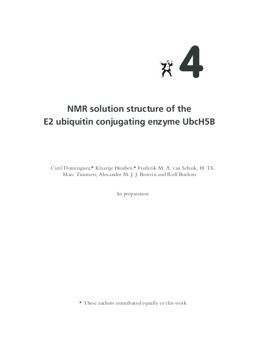 (PDF) NMR solution structure of the E2 ubiquitin conjugating enzyme UbcH5B
