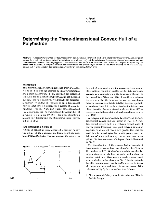(PDF) Determining the Three-dimensional Convex Hull of a Polyhedron | Peter Will - Academia.edu