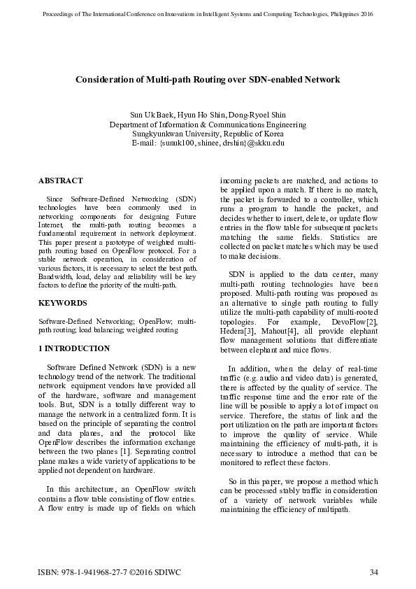 (PDF) Consideration of Multi-path Routing over SDN-enabled Network
