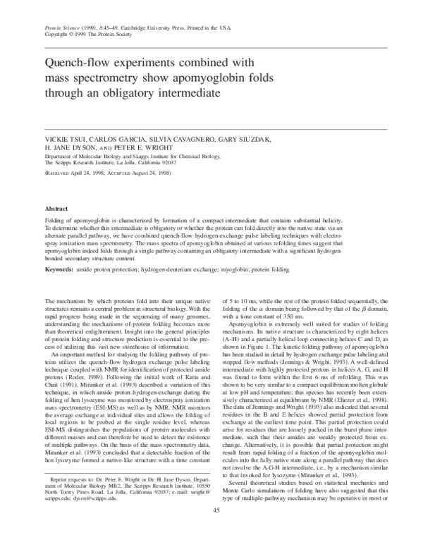 (PDF) Quench-flow experiments combined with mass spectrometry show ...