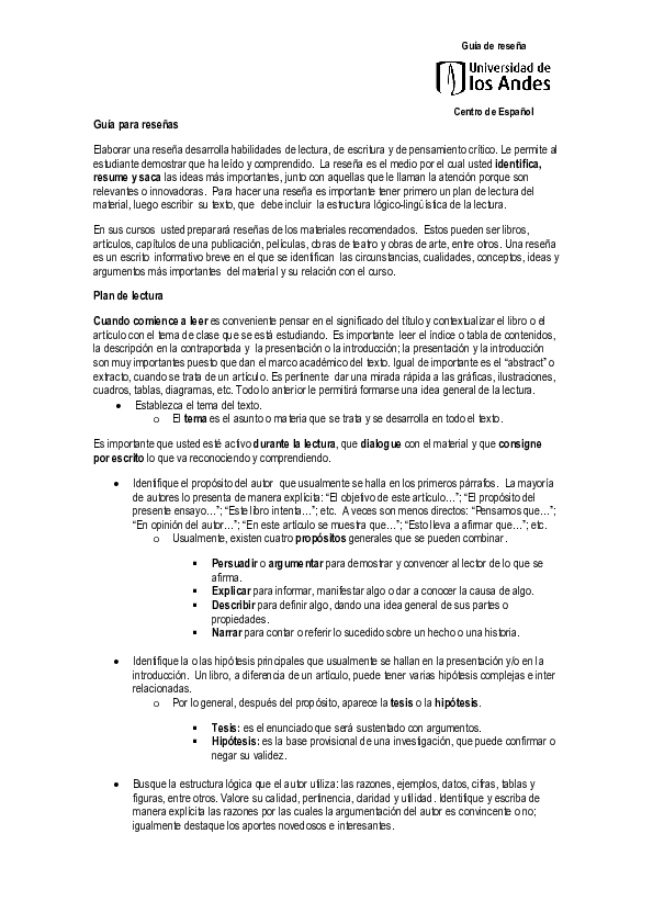 (PDF) Guía de reseña Centro de Español