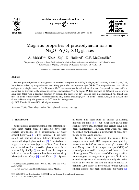 (PDF) An XPS and physical property study of sodium praseodymium ...