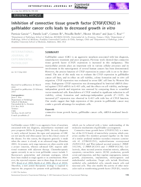 (PDF) Inhibition of Connective Tissue Growth Factor (CTGF/CCN2) Expression Decreases the ...