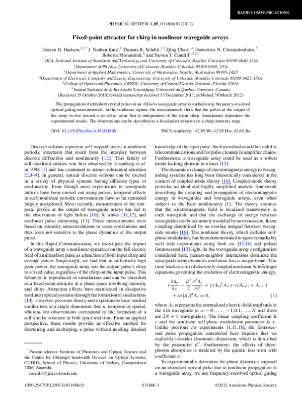 (PDF) Fixed-point attractor for chirp in nonlinear waveguide arrays