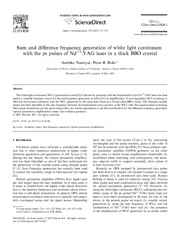(PDF) Sum and Difference Frequency Generation of WLC