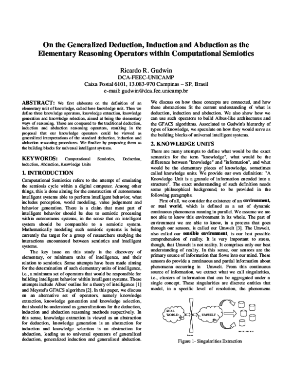 Pdf On The Generalized Deduction Induction And Abduction As The