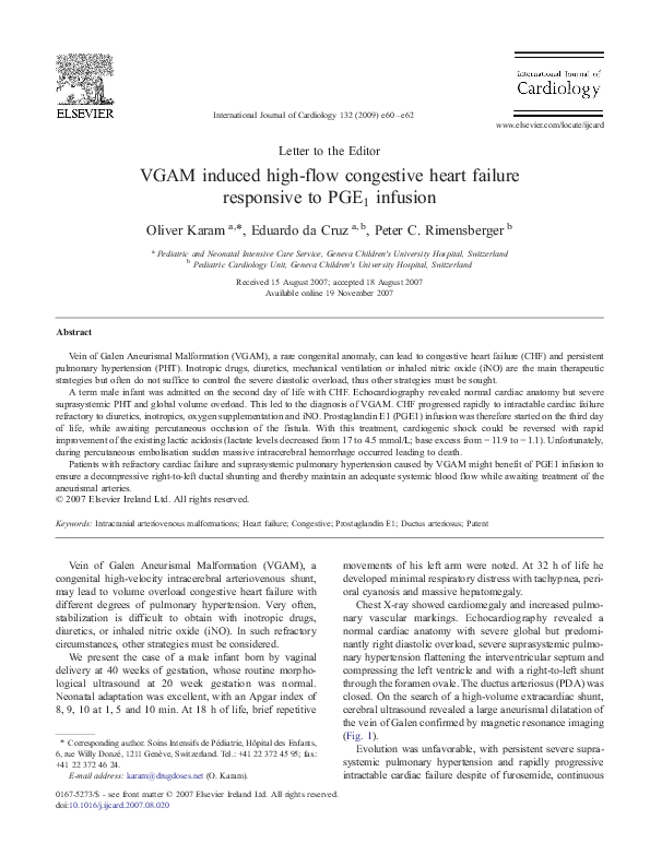 (PDF) VGAM induced high-flow congestive heart failure responsive to PGE1 infusion