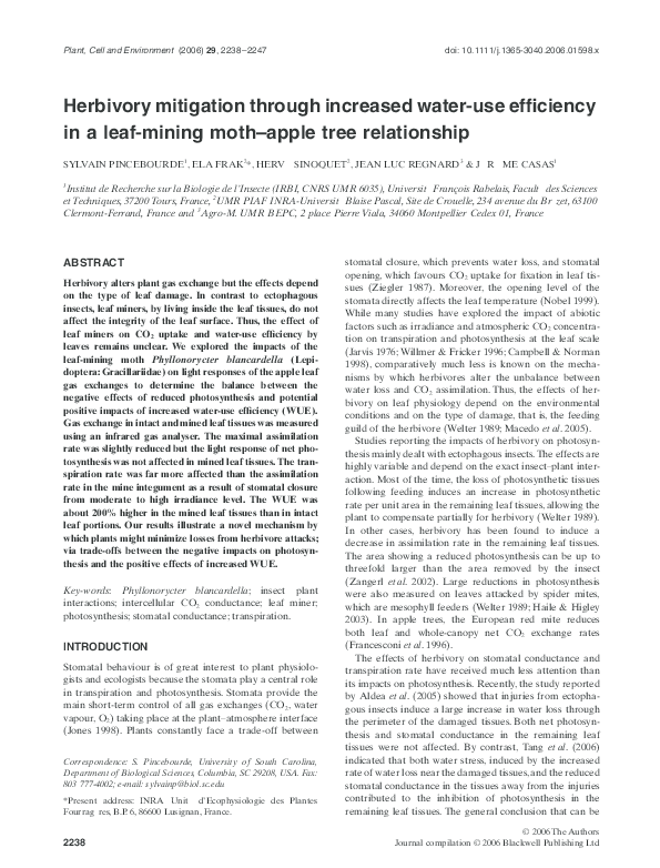 (PDF) Herbivory mitigation through increased water-use efficiency in a ...