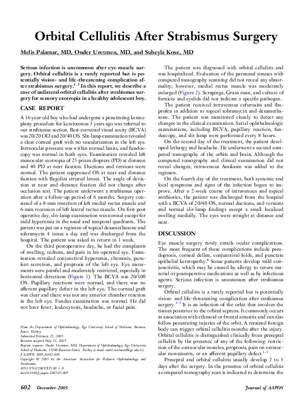 (PDF) Orbital Cellulitis After Strabismus Surgery