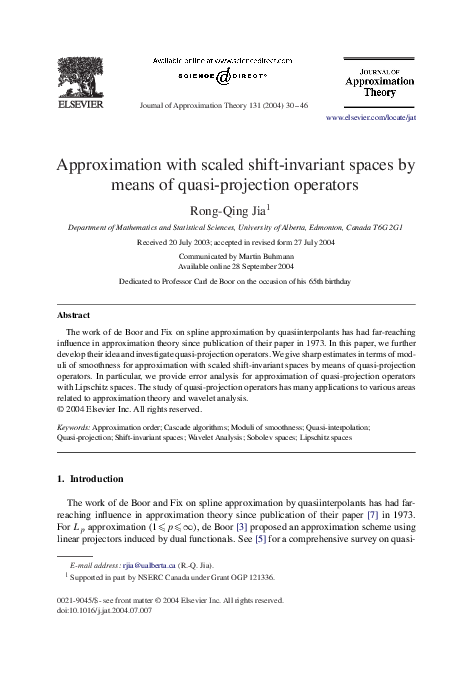 (PDF) Approximation with scaled shift-invariant spaces by means of quasi-projection operators