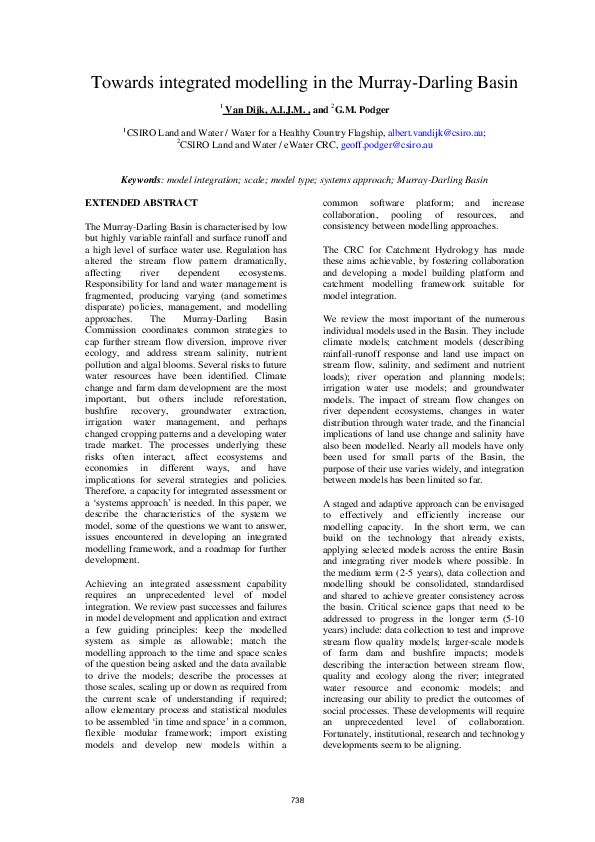 (PDF) Modelling the economic, social and ecological links in the Murray ...
