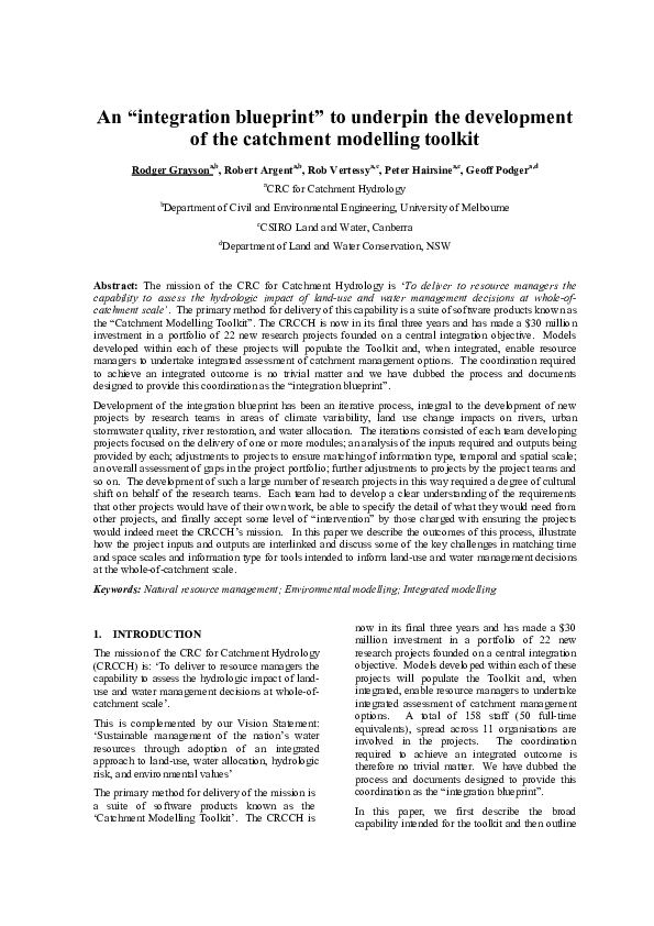 (PDF) An "integration blueprint" to underpin the development of the ...