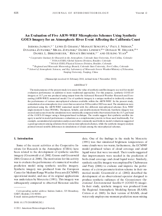 (PDF) An Evaluation of Five ARW-WRF Microphysics Schemes Using ...