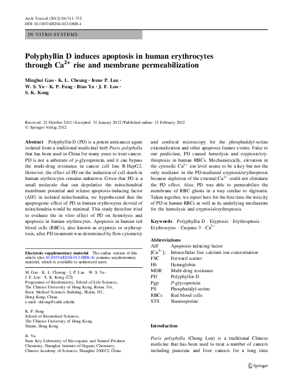 (PDF) Polyphyllin D induces apoptosis in human erythrocytes through Ca2 ...