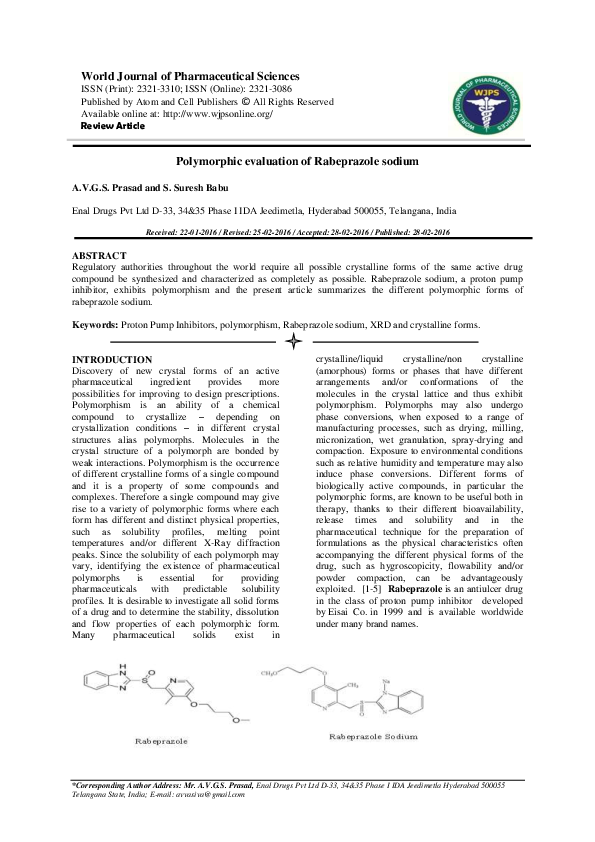 Polymorphic Evaluation Of Rabeprazole Sodium