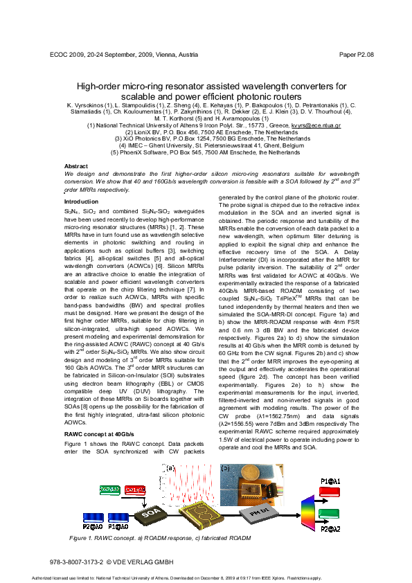 (PDF) High-order micro-ring resonator assisted wavelength converters for scalable and power ...