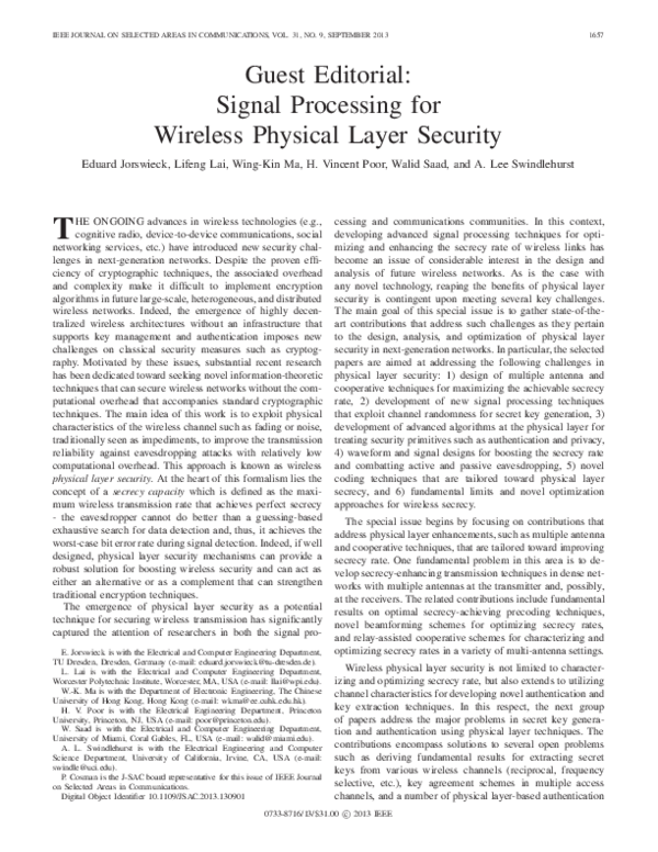 (PDF) Guest Editorial: Signal Processing for Wireless Communication Systems