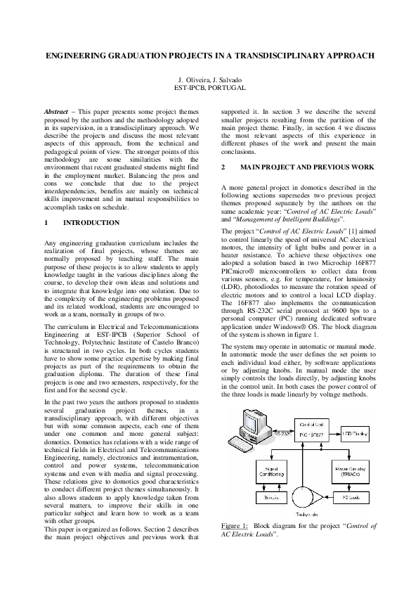 (PDF) ENGINEERING GRADUATION PROJECTS IN A TRANSDISCIPLINARY APPROACH