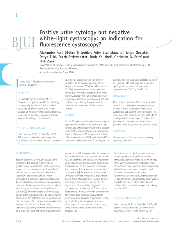 (PDF) Positive urine cytology but negative white-light cystoscopy: an ...