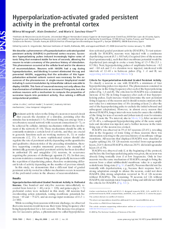(PDF) Hyperpolarization-activated graded persistent activity in the ...