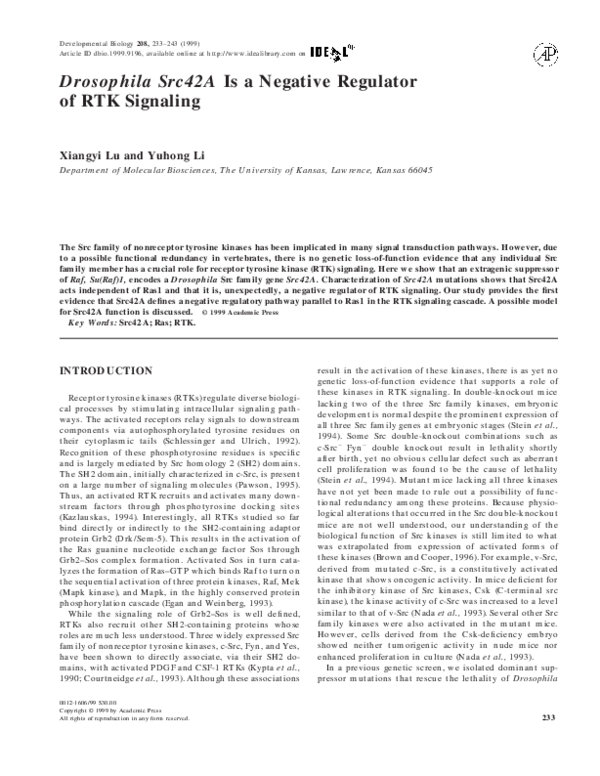 (PDF) Drosophila Src42AIs a Negative Regulator of RTK Signaling