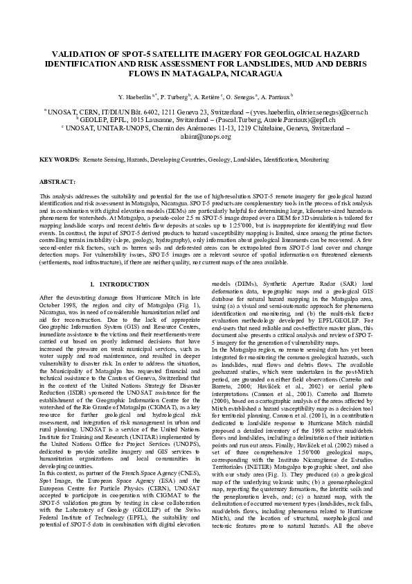 (PDF) Validation of Spot-5 satellite imagery for geological hazard identification and risk ...