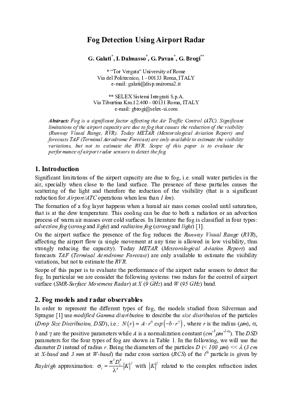 (PDF) Fog Detection Using Airport Radar