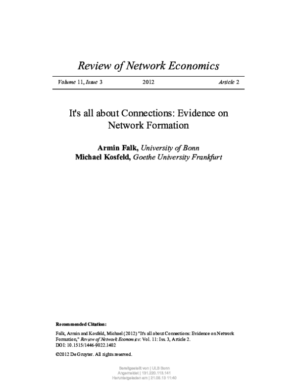 (PDF) It's all about connections: Evidence on network formation