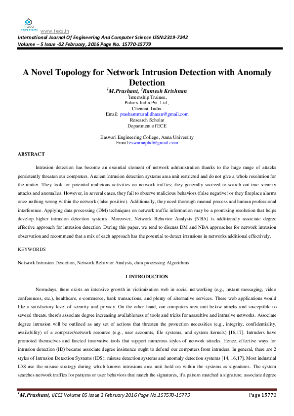 (PDF) A Novel Topology for Network Intrusion Detection with Anomaly ...