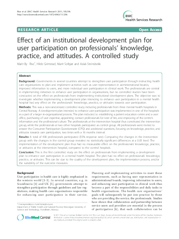 (PDF) Effect of an institutional development plan for user ...