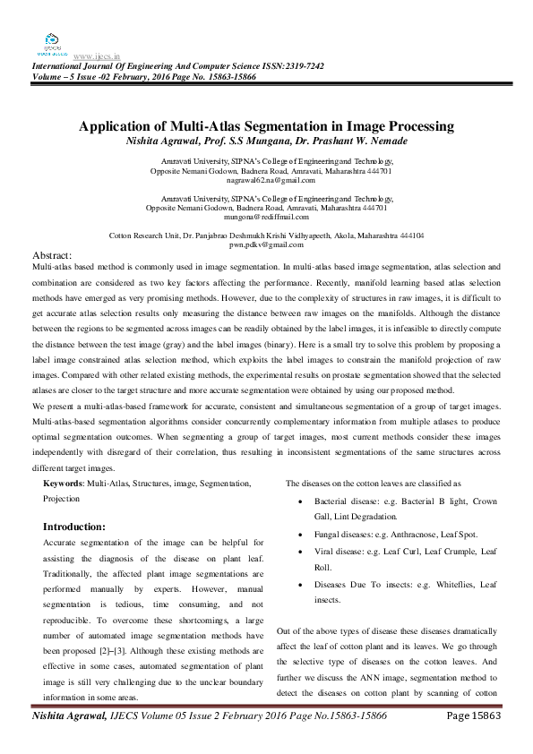 (PDF) Application of Multi-Atlas Segmentation in Image Processing