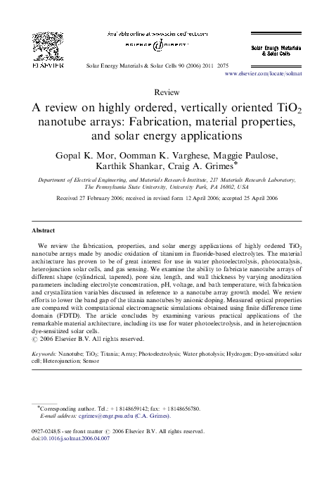 Pdf A Review On Highly Ordered Vertically Oriented Tio2 Nanotube Arrays Fabrication