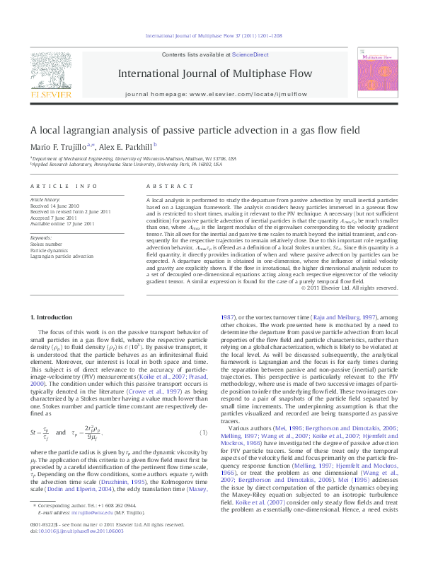 (PDF) A local lagrangian analysis of passive particle advection in a ... (PDF) A local lagrangian analysis of passive particle advection in a ...