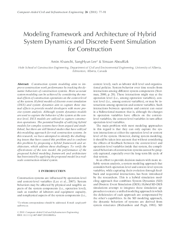 Pdf Modeling Framework And Architecture Of Hybrid System Dynamics And