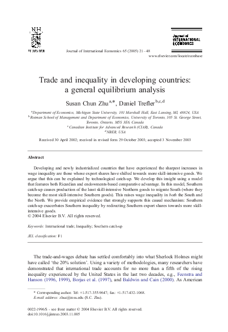 (PDF) Trade and inequality in developing countries: a general ...