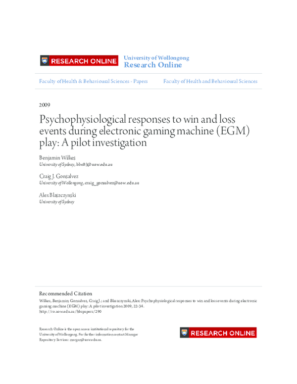 (PDF) Psychophysiological responses to win and loss events during ...