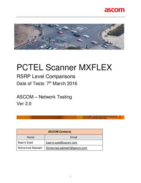 (PDF) PCTEL Scanner MXFLEX RSRP Level Comparisons