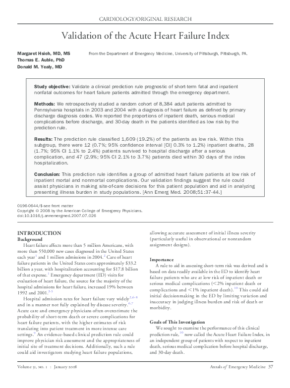 (PDF) The challenge of heart failure discharge from the emergency department | Michael Schull ...