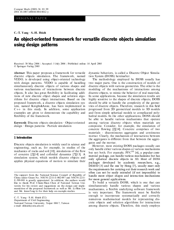 Pdf An Object Oriented Framework For Versatile Discrete Objects