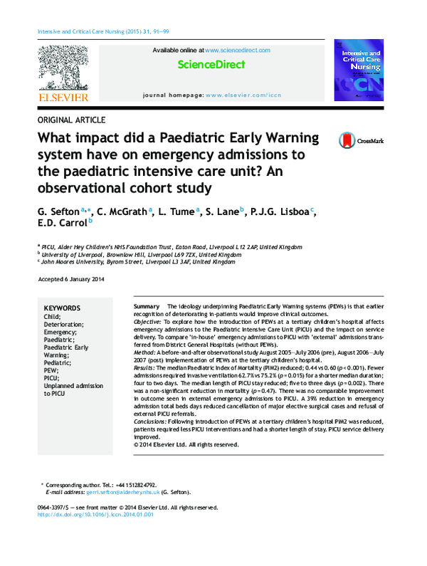 (PDF) What impact did a Paediatric Early Warning system have on ...
