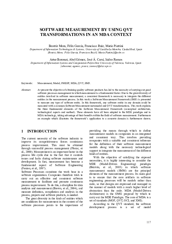 (PDF) Software measurement by using qvt transformations in an mda ...